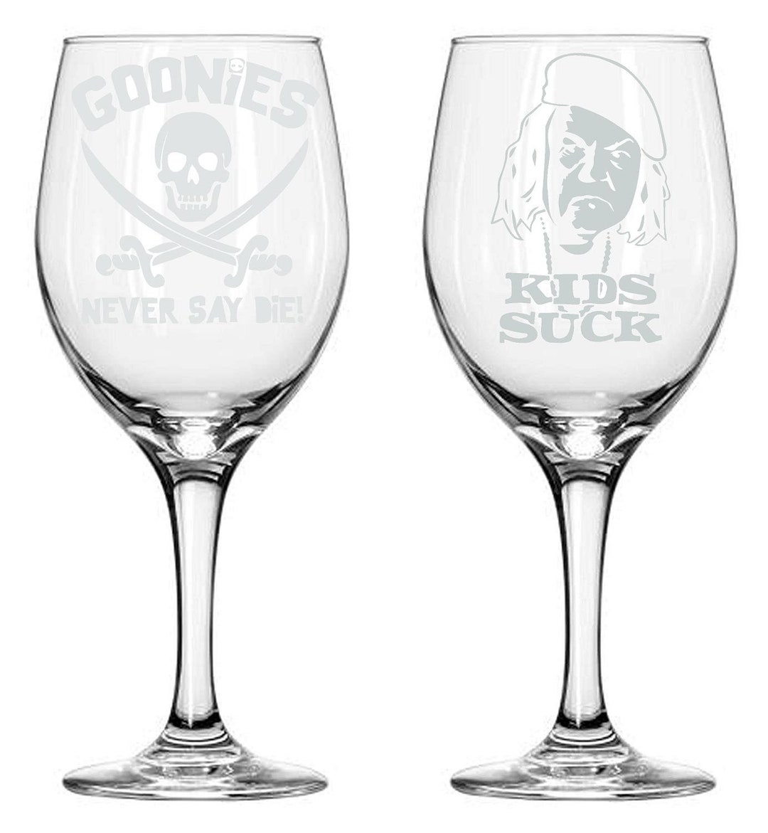 GOONIES- Wines Glasses- Sandblasted- Choose 1 or a Set! - Etsy