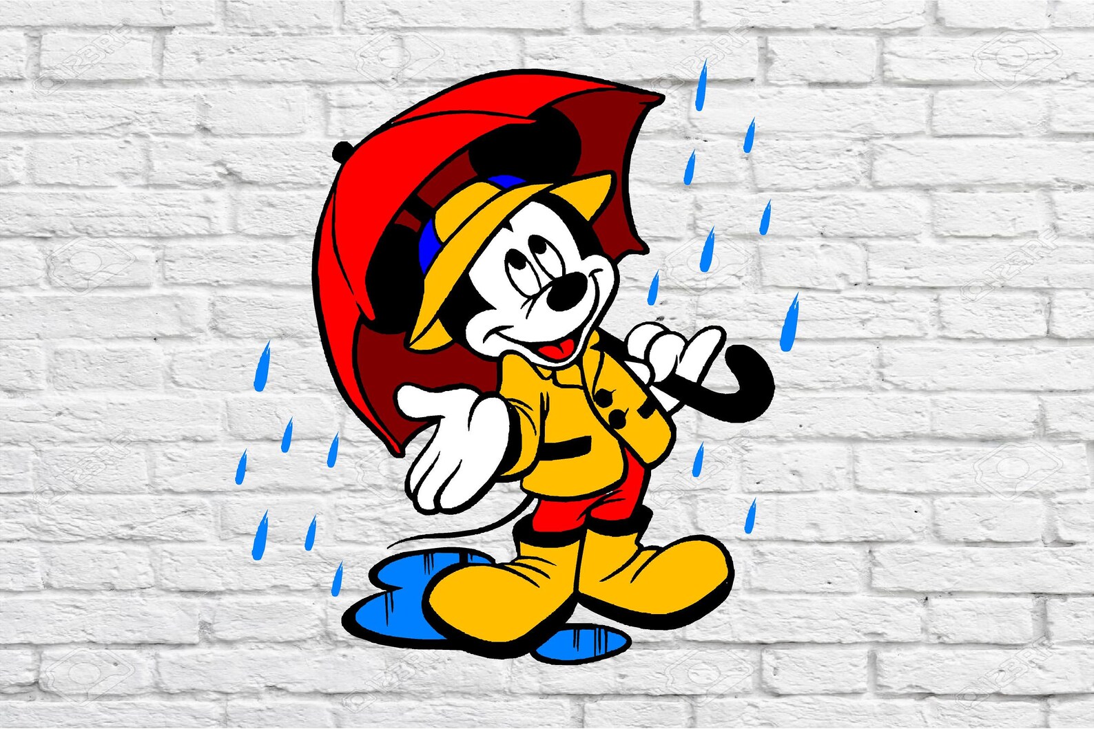 MICKEY in the RAIN Vinyl Decal/Kids room/ Yeti Decal/ glass | Etsy