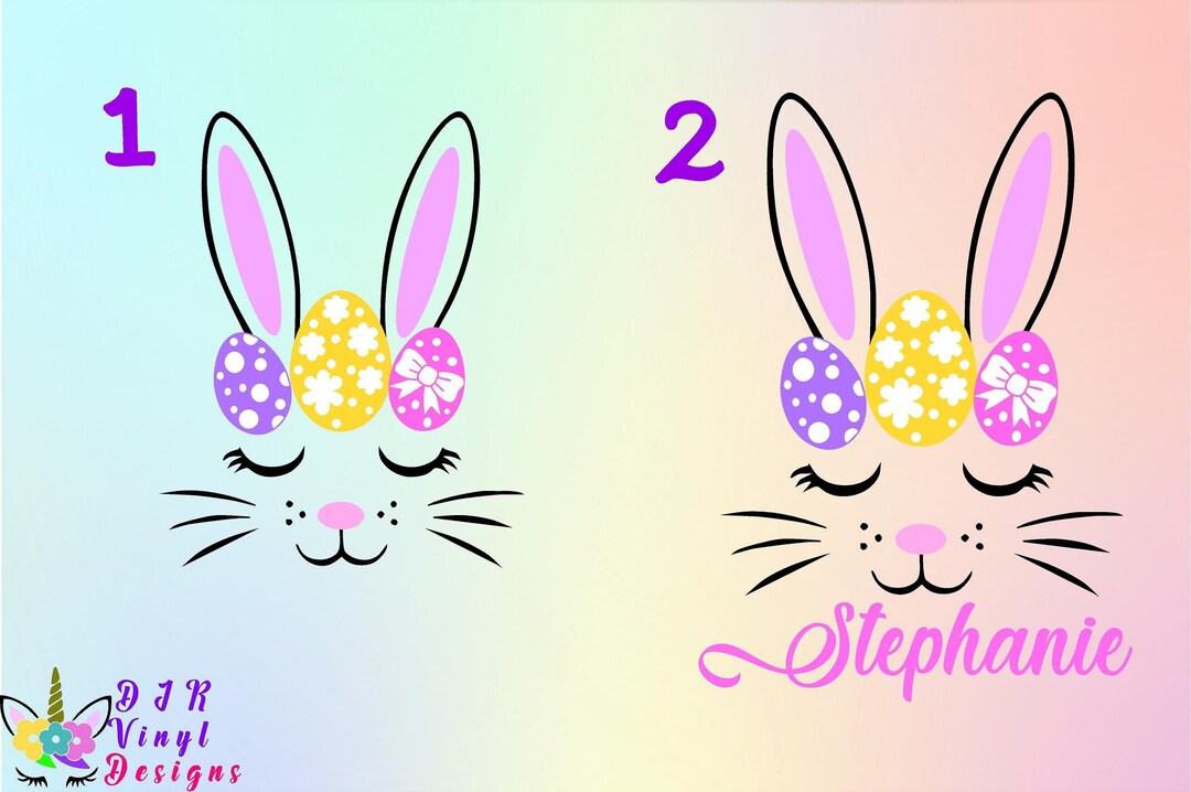 Cute Bunny Decal W/name/vinyl Decal/kids Room/ Yeti Decal/ Glass Block ...