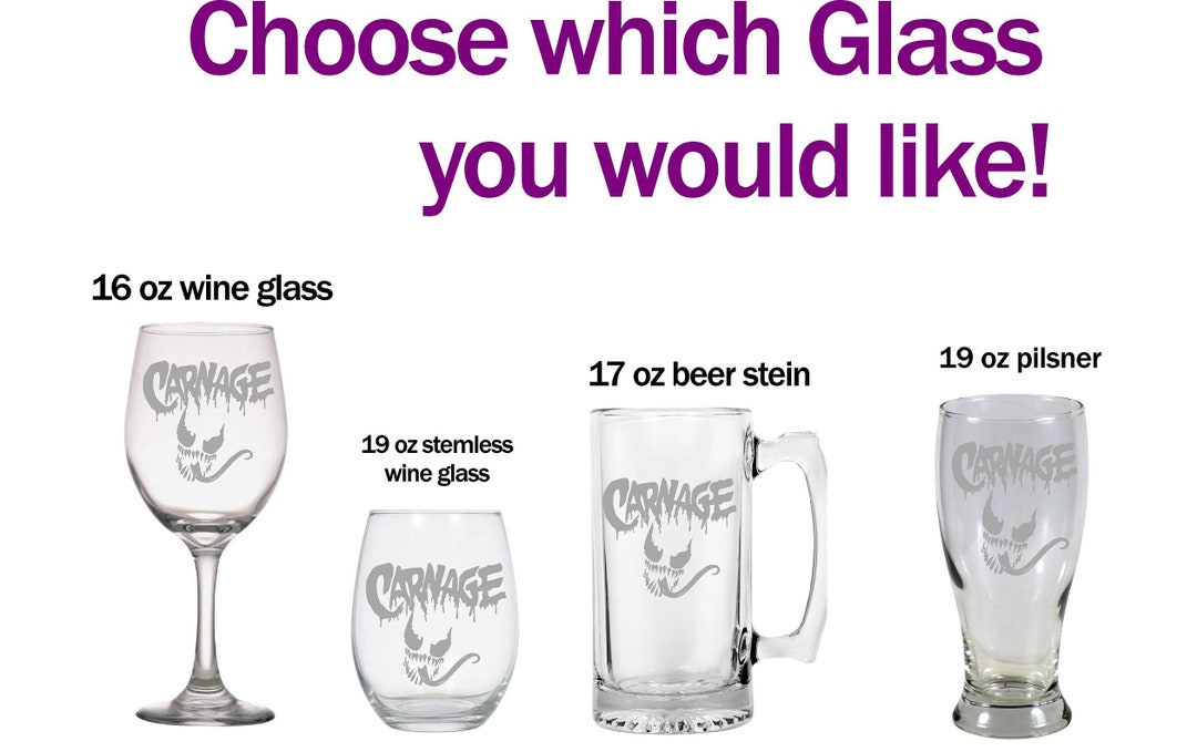Carnage Drinking Glasses - Choose Your Glass Style! Perfect for Any ...