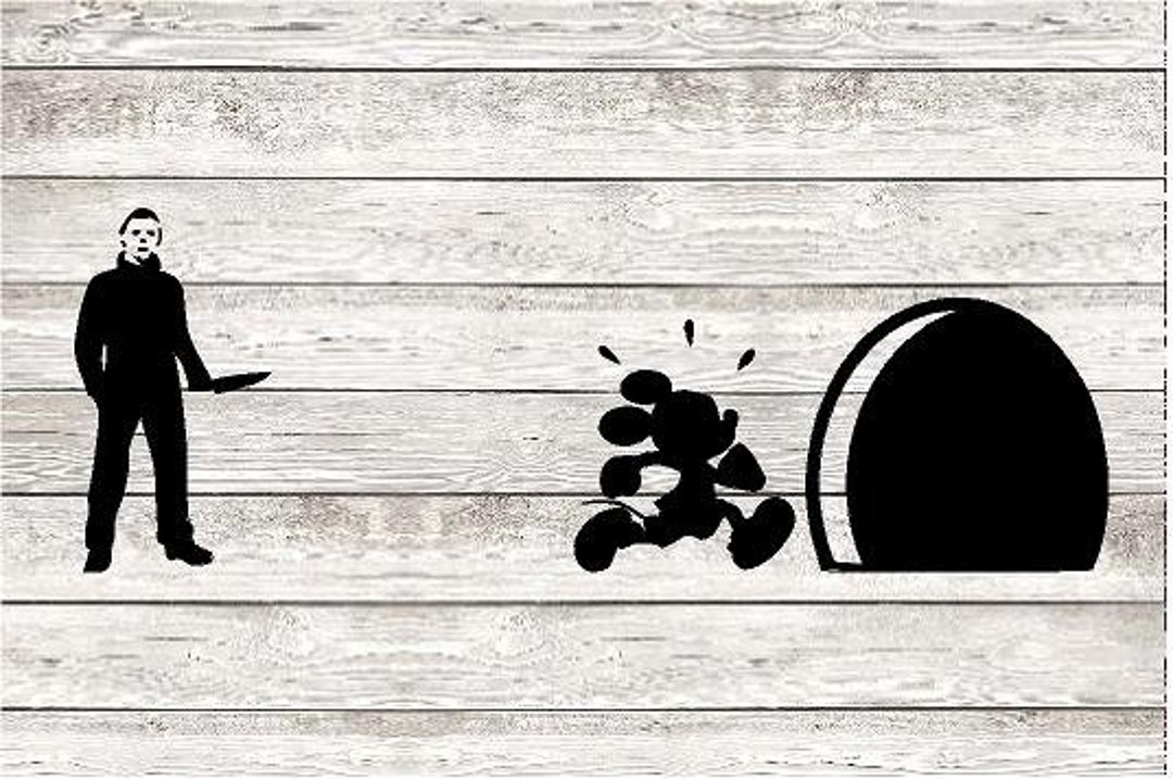 Micheal Chasing Mickey Hole- Wall Decal /vinyl Decal/kids Room. Perfect ...