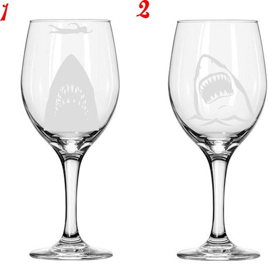 JAWS Wine Glass Sandblasted Choose 1 or a Set | Etsy
