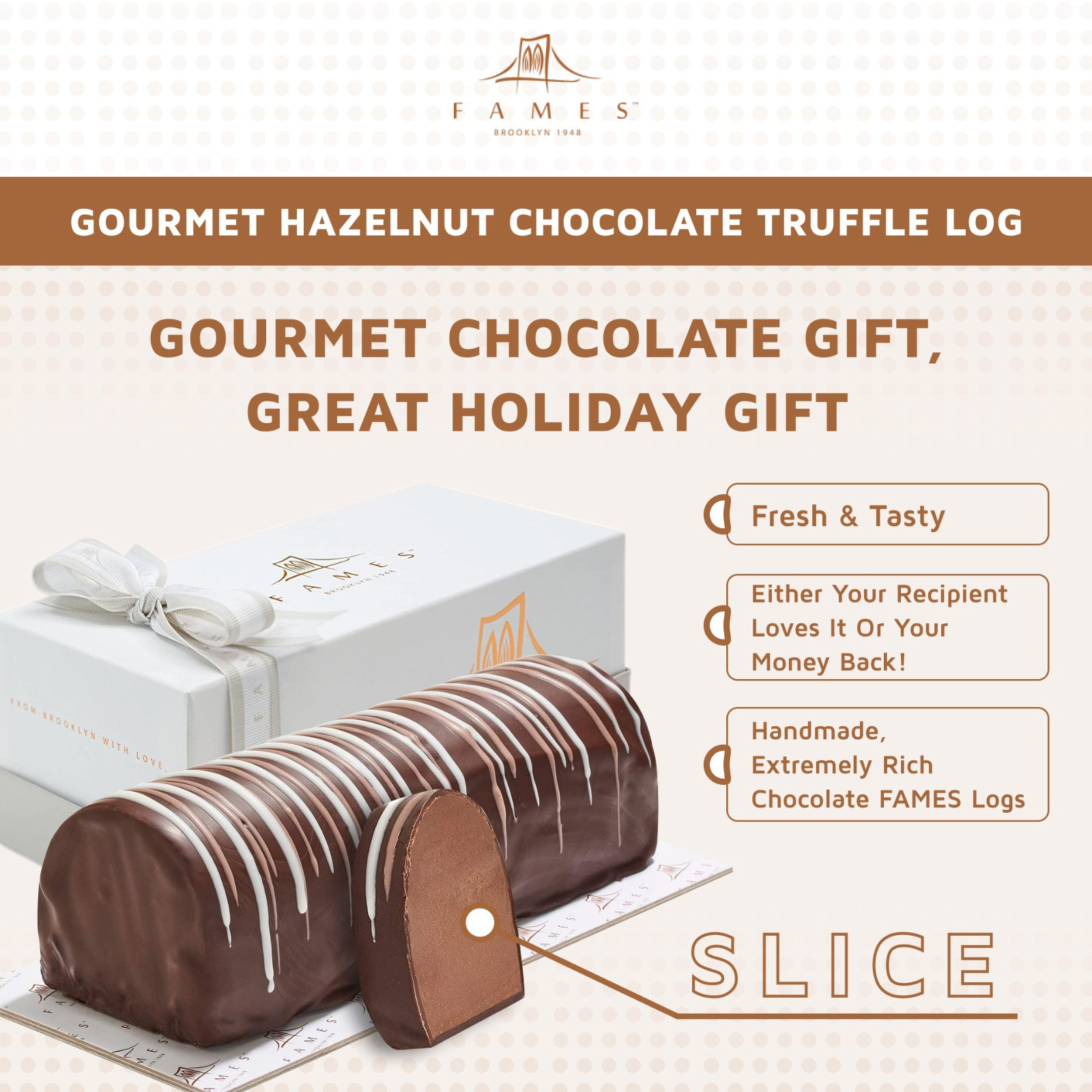 Gourmet Chocolate Truffle Log - Kosher Dairy Free - Premium Mishlaoch ...