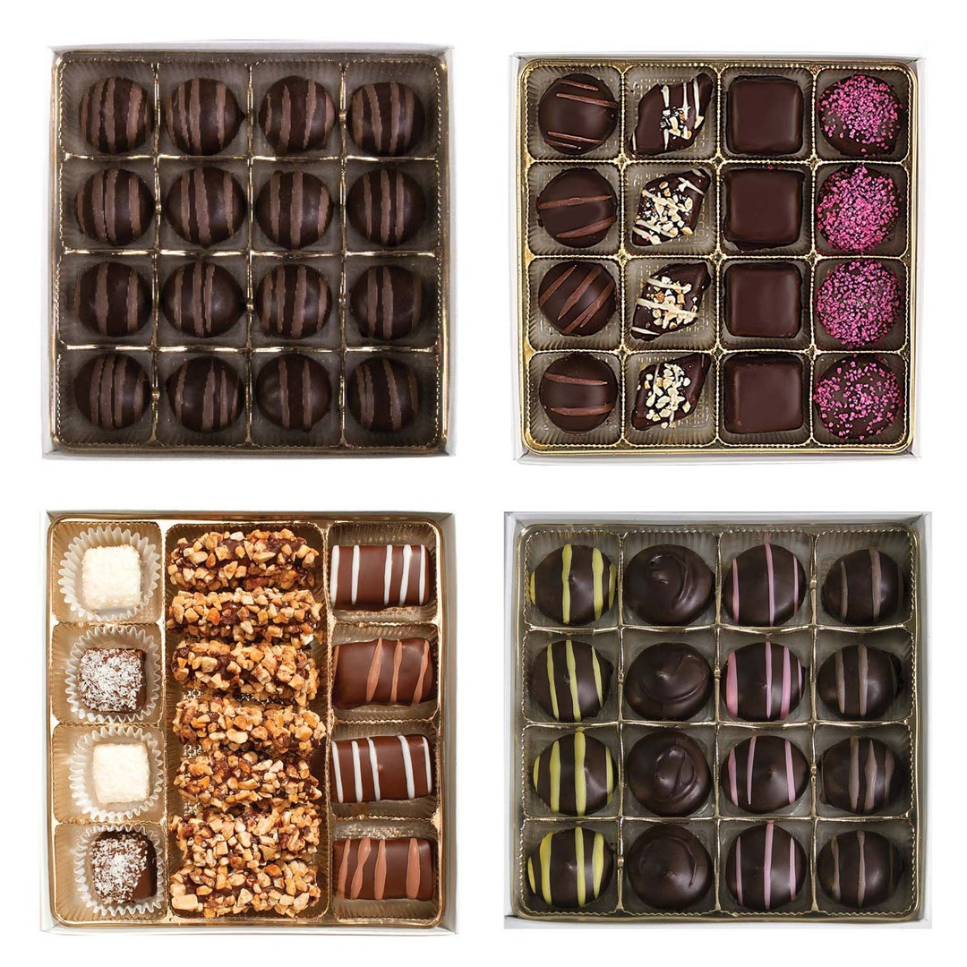 Fancy Gourmet Chocolate Gift Boxes - Kosher Dairy Free Chocolates, Four ...