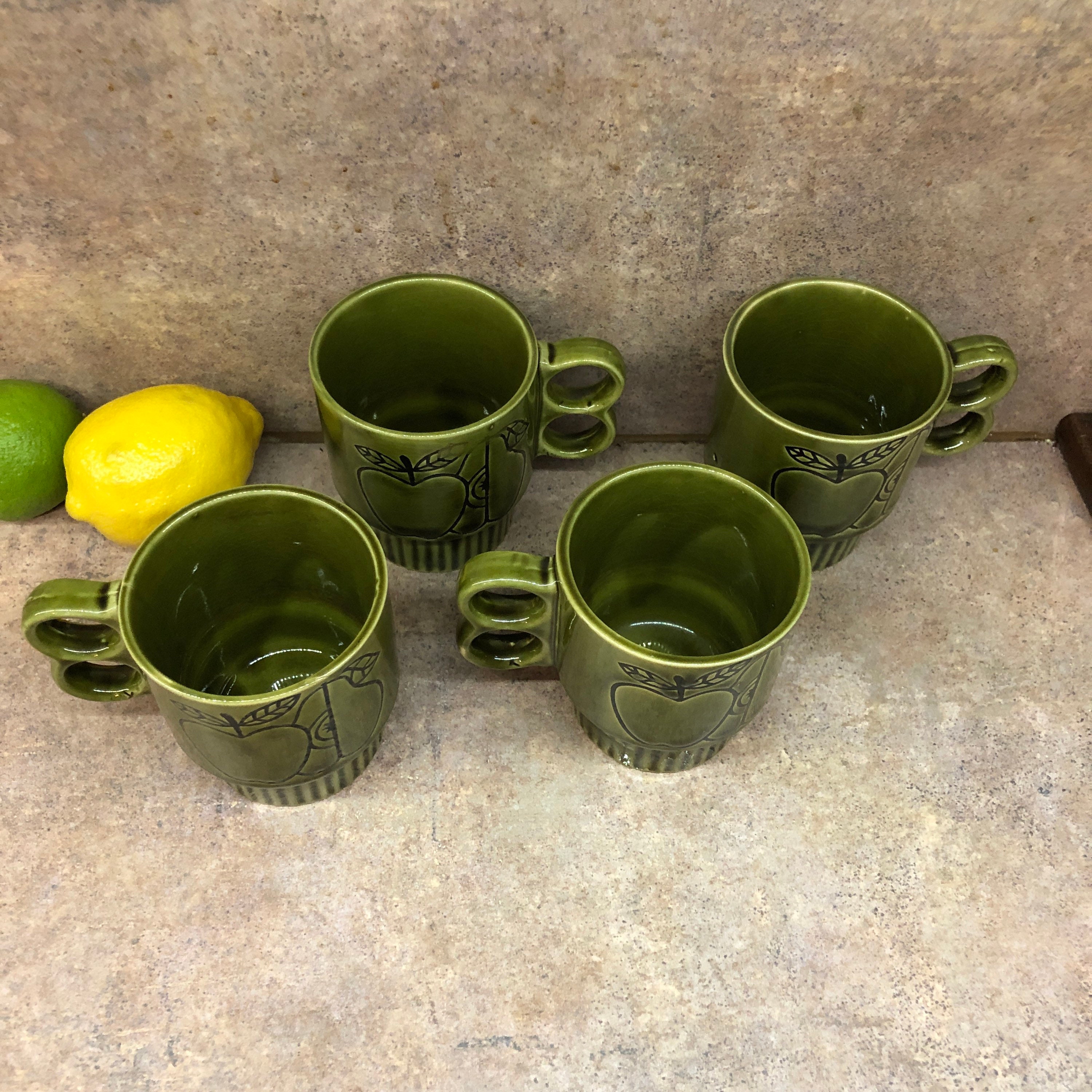 Funky mid century ceramic vintage apple coffee mugs or tea | Etsy