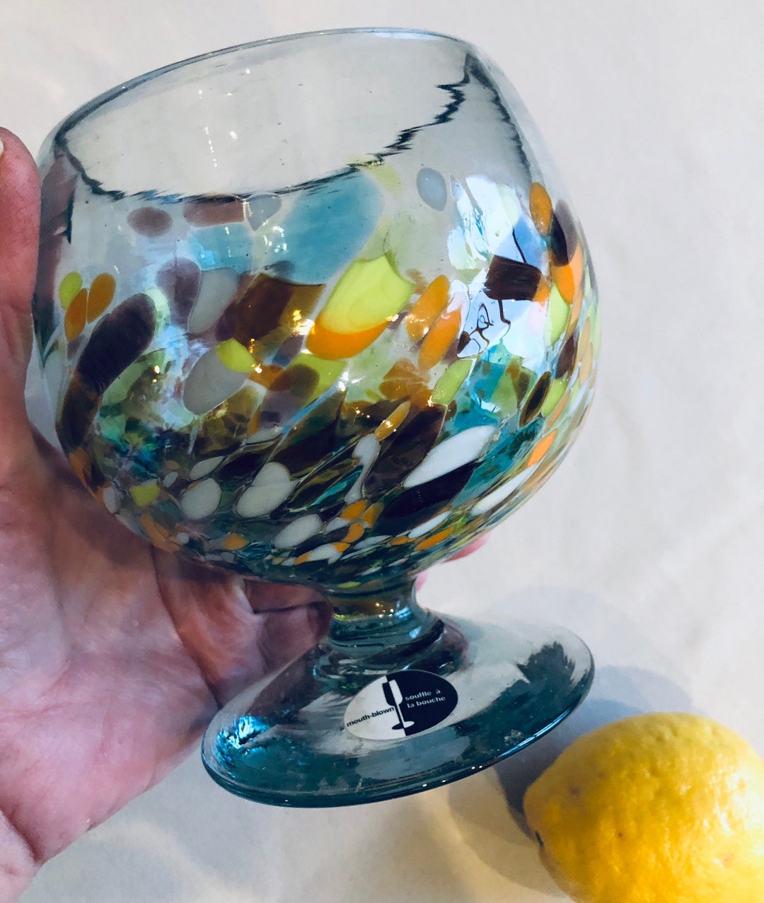 Souffle A La Bouche Mouth Blown Goblet Thick Art Glass Snifter - Etsy