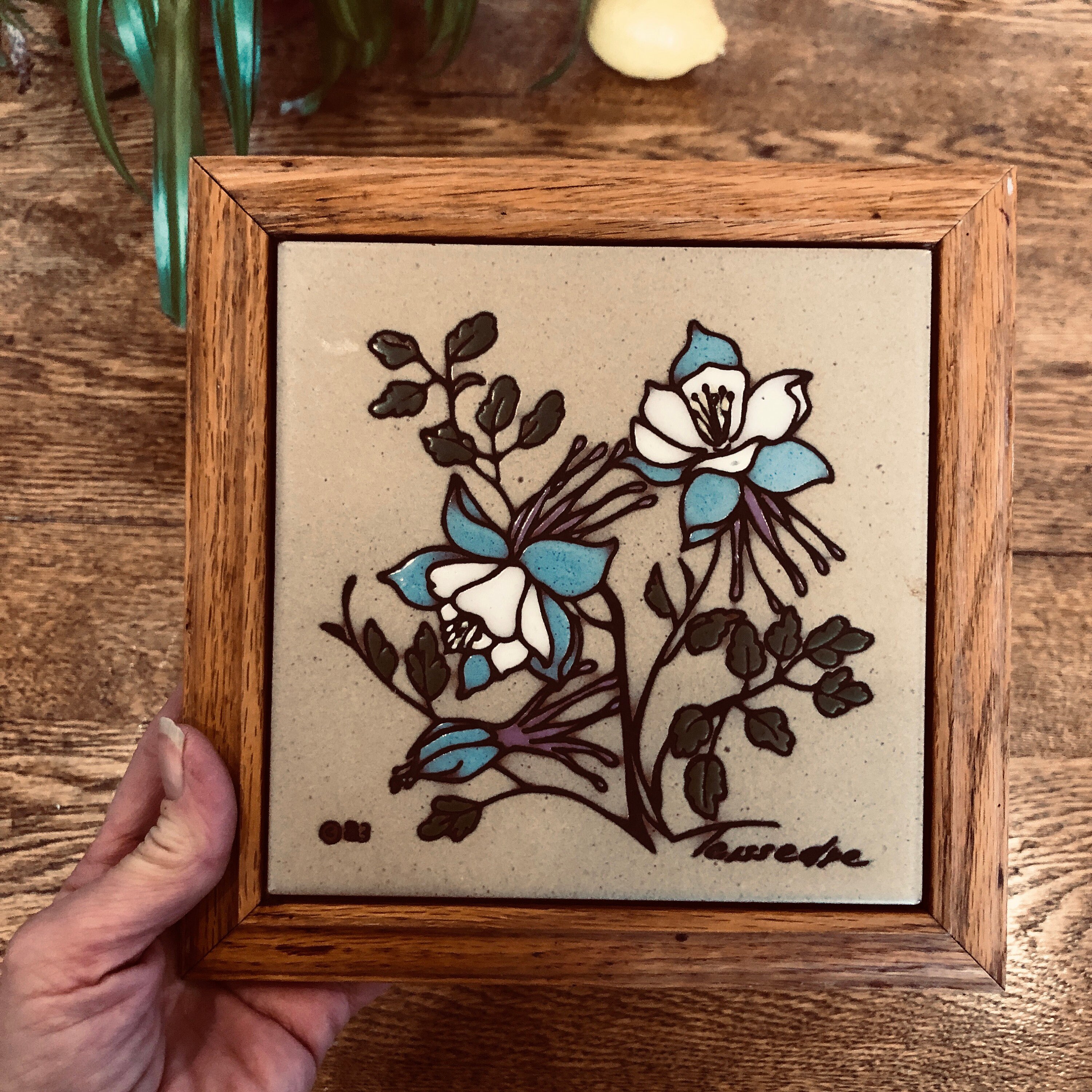 Vintage Cleo Teissedre Hand Painted Ceramic Tile Columbine | Etsy