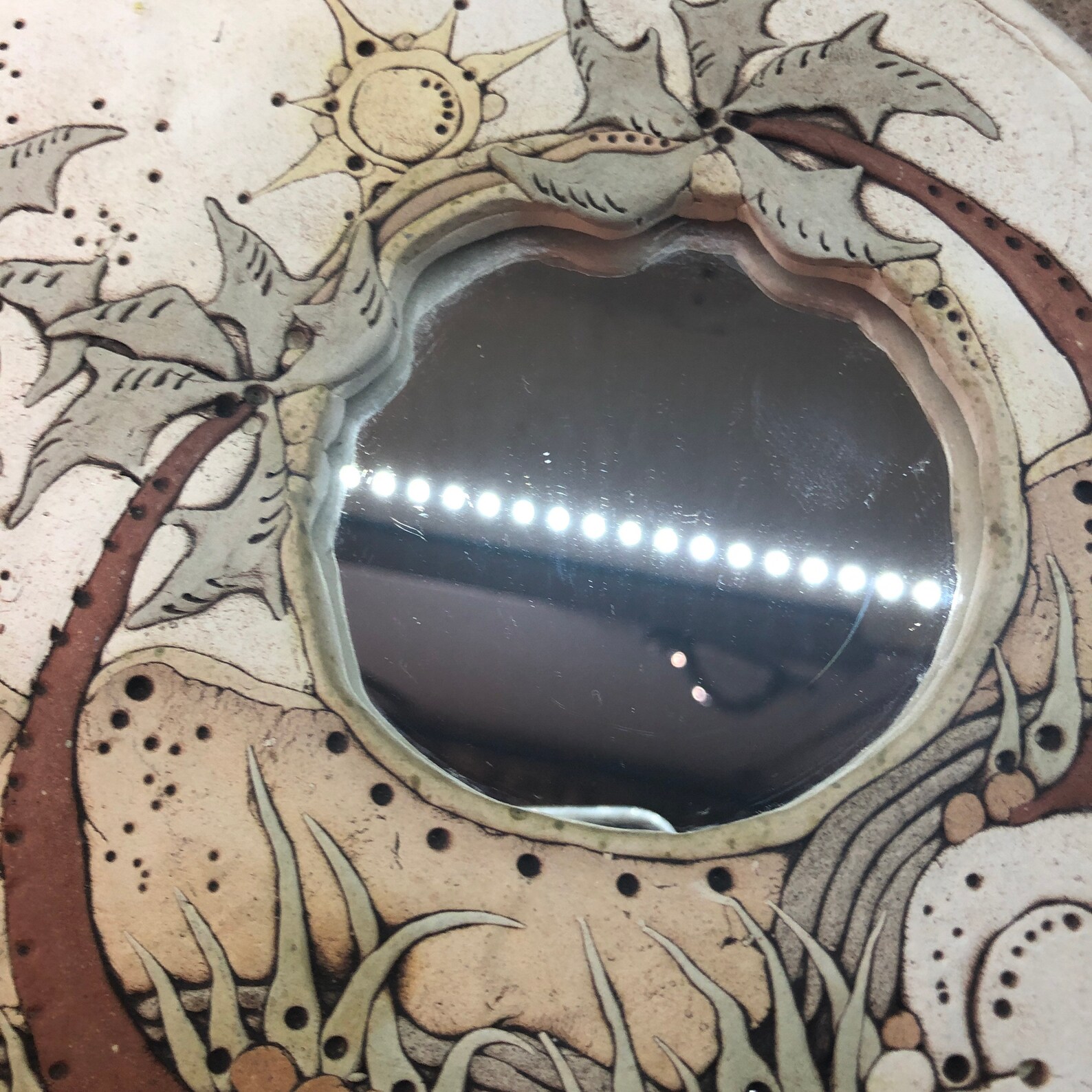 Vintage Hand Crafted Pottery Palm Tree Beach Mirrored Art Wall - Etsy