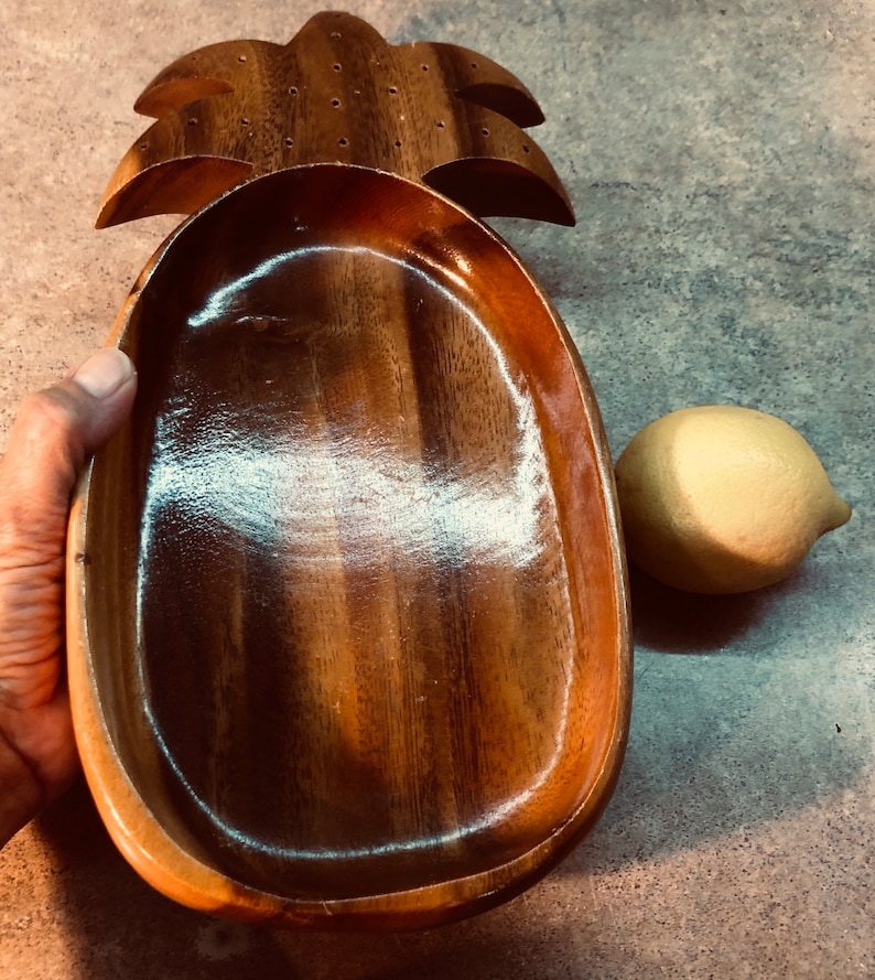 Vintage Monkey Pod Pineapple Tidbit Bowl With Toothpick - Etsy
