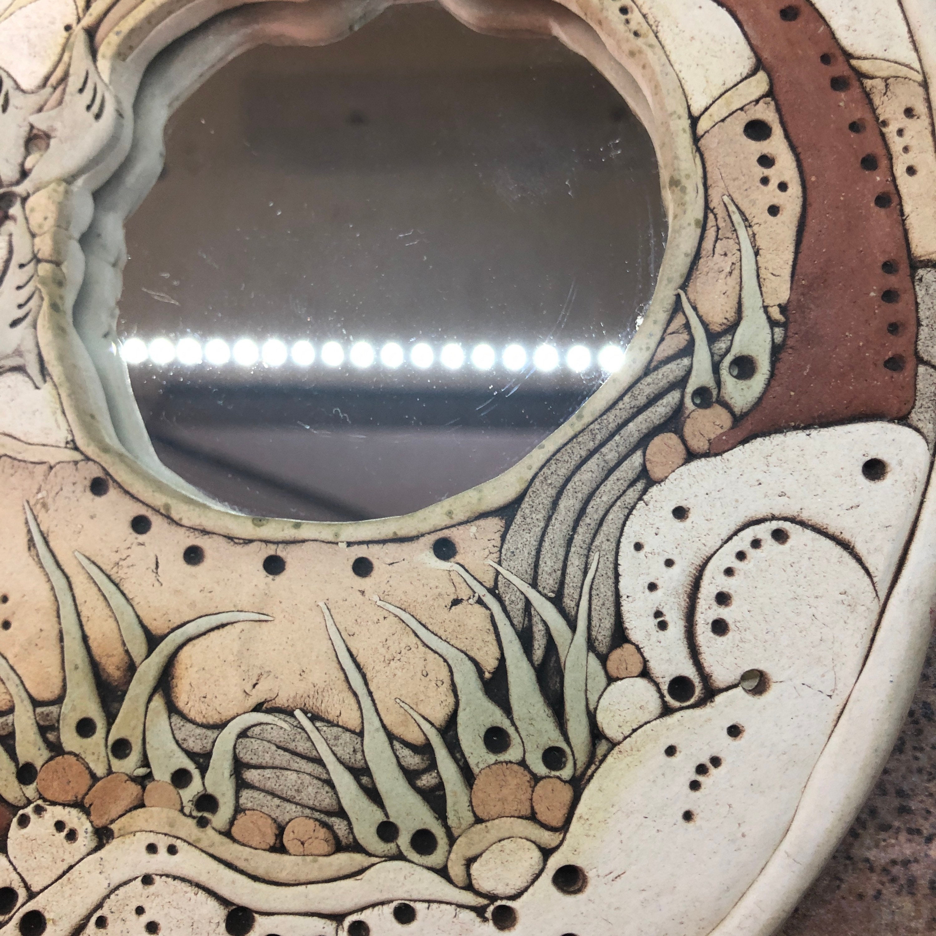 Vintage Hand Crafted Pottery Palm Tree Beach Mirrored Art Wall | Etsy