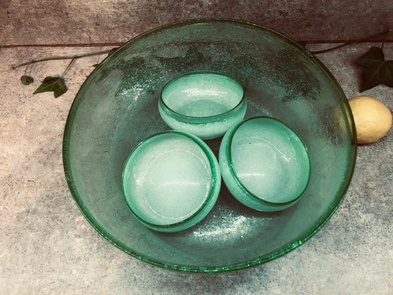 RARE Artisan Hand Blown Blenko Glass Serving Bowl Set of Four - Etsy