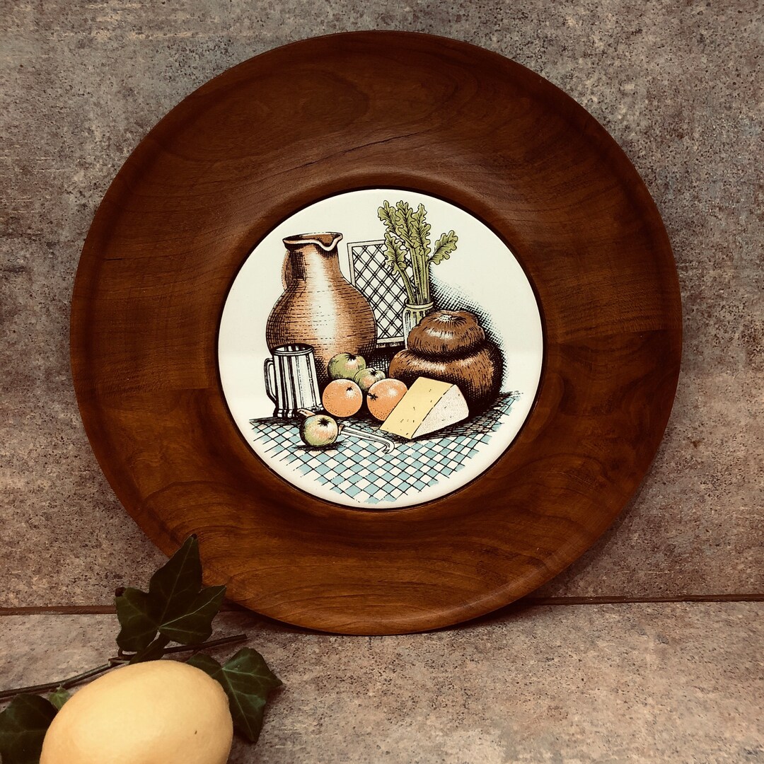 Vintage Ceramic Tile and Teak Wood Cheese Tray - Etsy