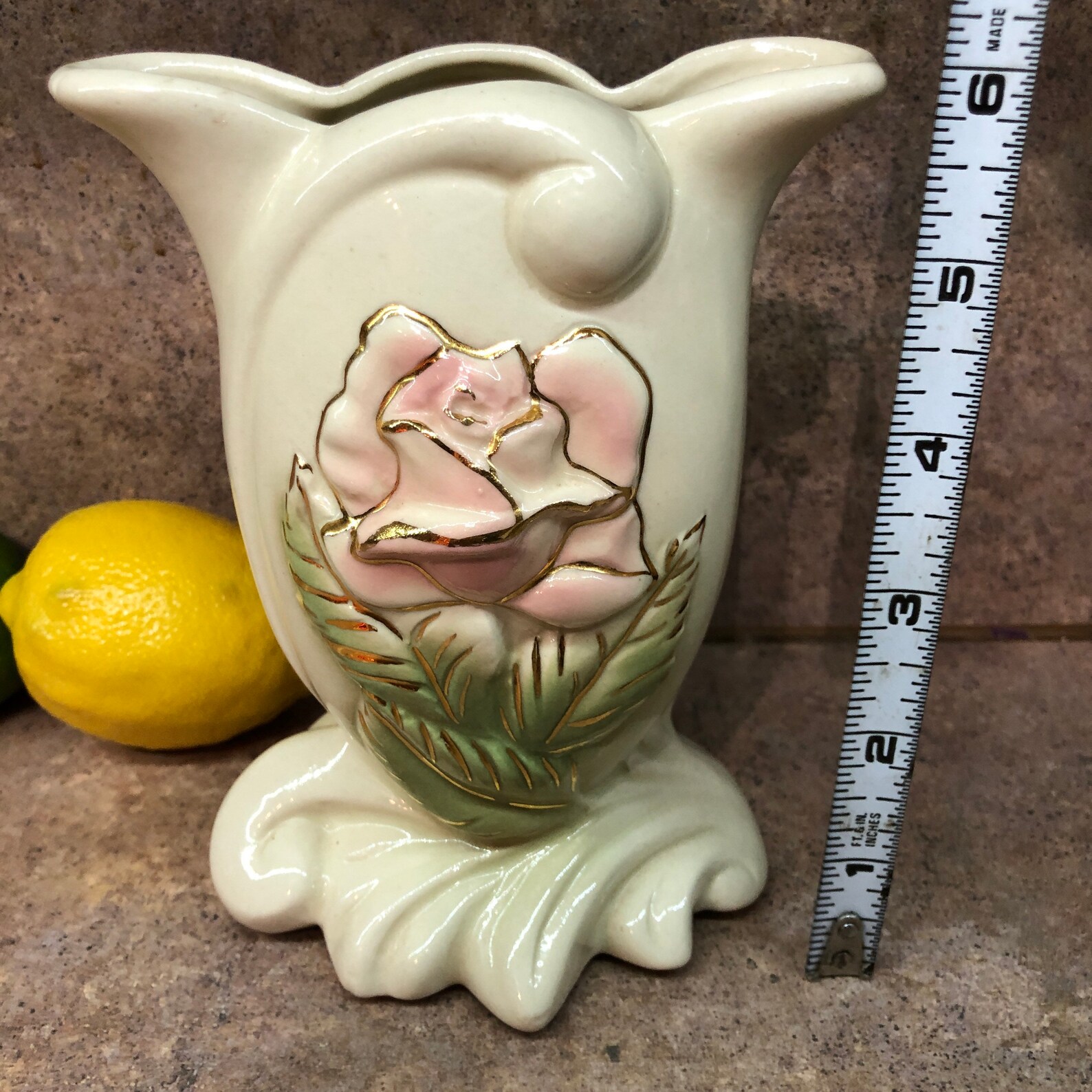 Mid Century Vintage Pottery Pink Rose Vase | Etsy
