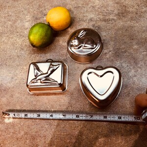 Set of Three Vintage Copper Molds of Bird, Rabbit and Heart - Etsy
