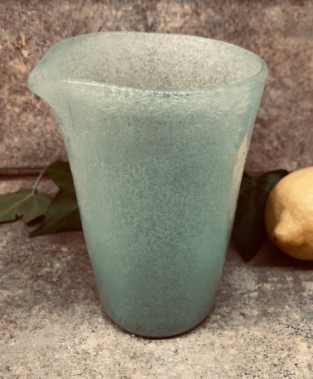 RARE Artisan Hand Blown Blenko Glass Beaker Mixing Tumbler With Spout ...