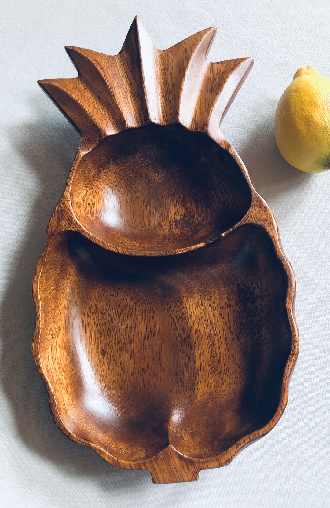 Vintage Monkey Pod Divided Pineapple Bowl From Hawaii - Etsy
