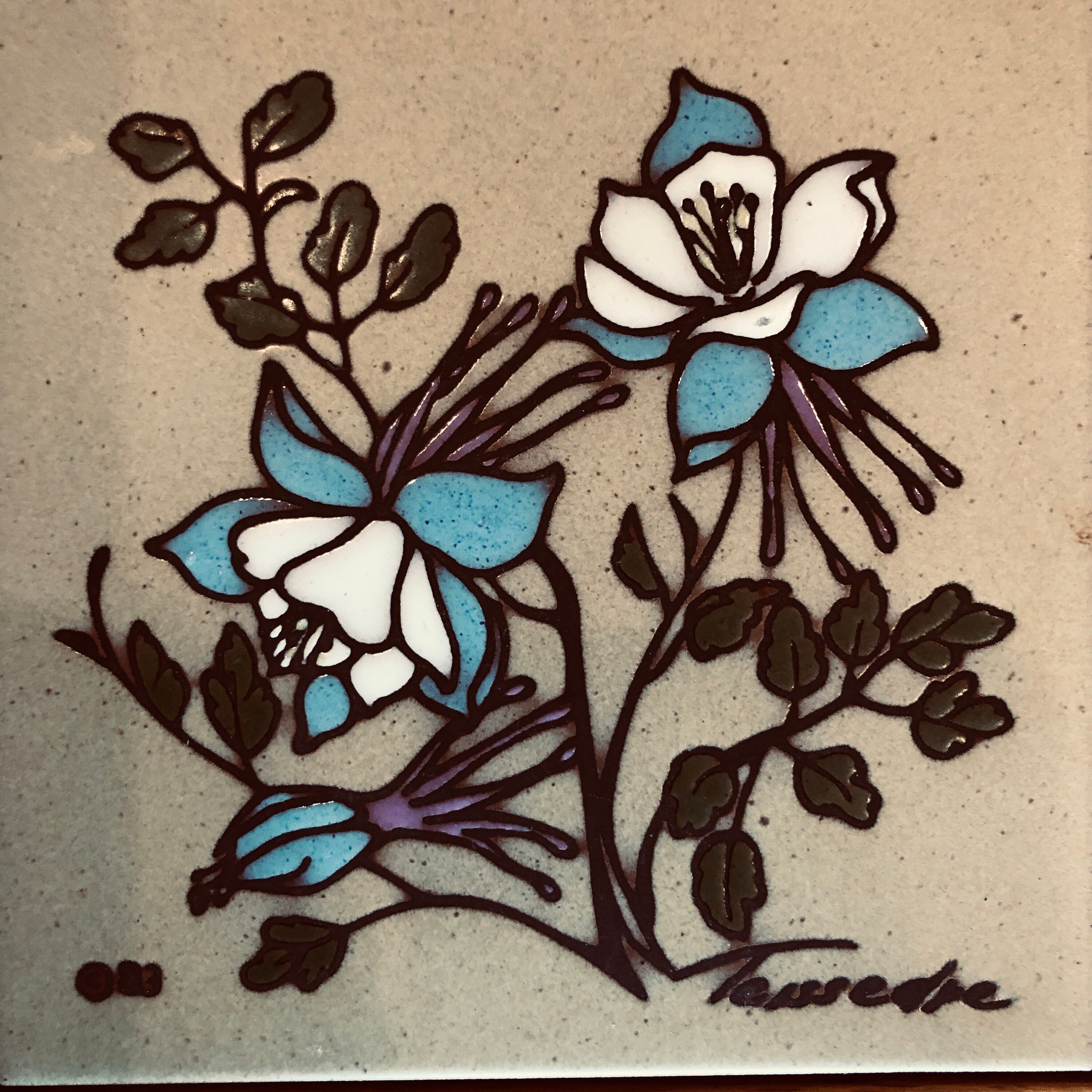 Vintage Cleo Teissedre Hand Painted Ceramic Tile Columbine | Etsy