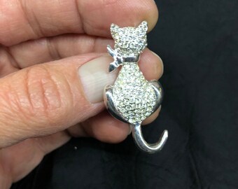 Rhinestone Cat Pin - Etsy