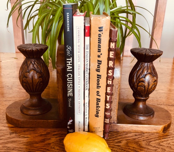 Vintage Teakwood Carved Bookends Pair | Etsy
