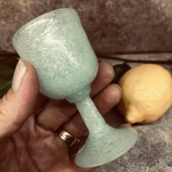 RARE artisan hand blown Blenko Glass goblet shot glass | Etsy