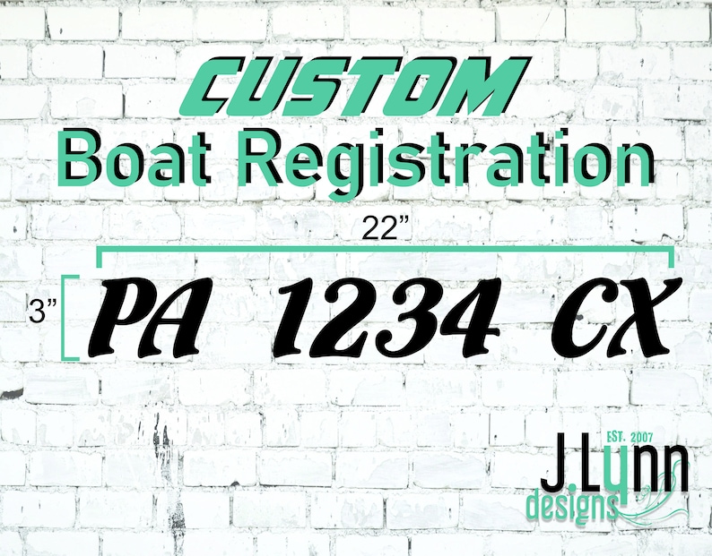 Custom Boat Registration Numbers Decals 3"x 22" Vinyl Stickers Pontoon ...