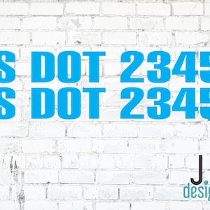Custom US DOT Truck Registration Numbers Set of 2 Vinyl Decals D.O.T ...