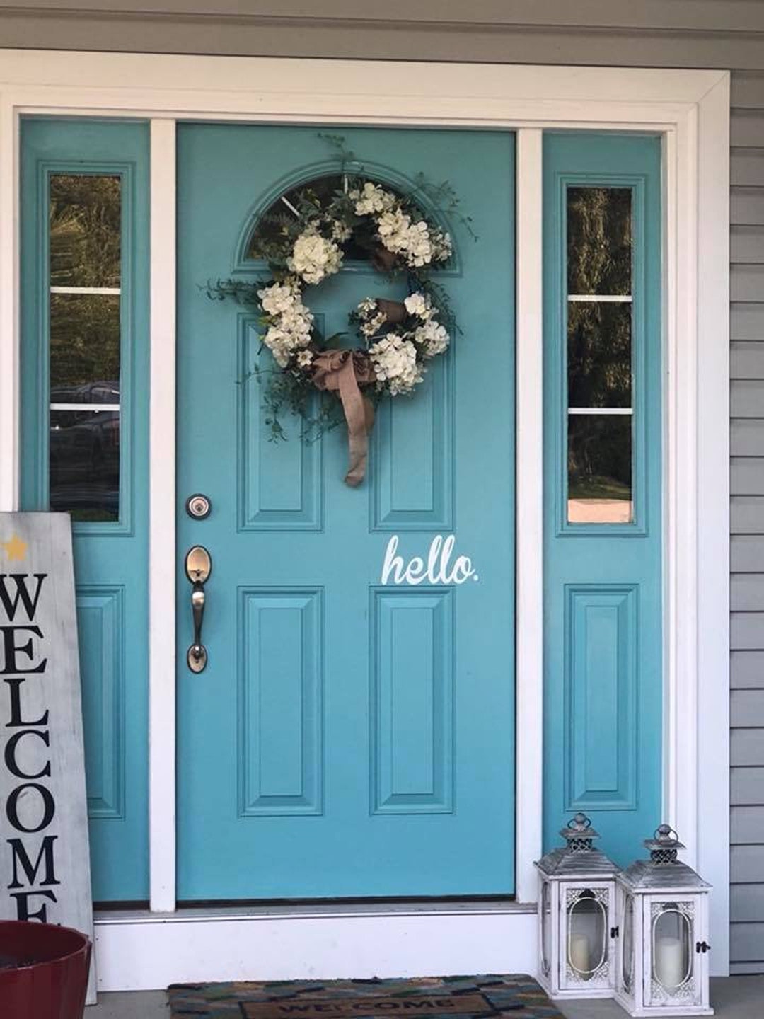 Hello Door Decal Front Door Vinyl Lettering Outdoor Door Graphic Home ...