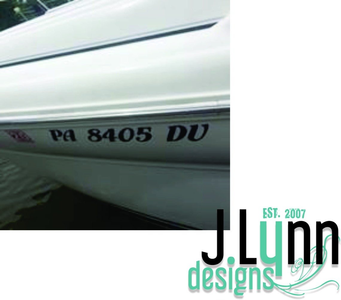 Custom Boat Registration Numbers Decals 3x 22 Vinyl Stickers Pontoon ...