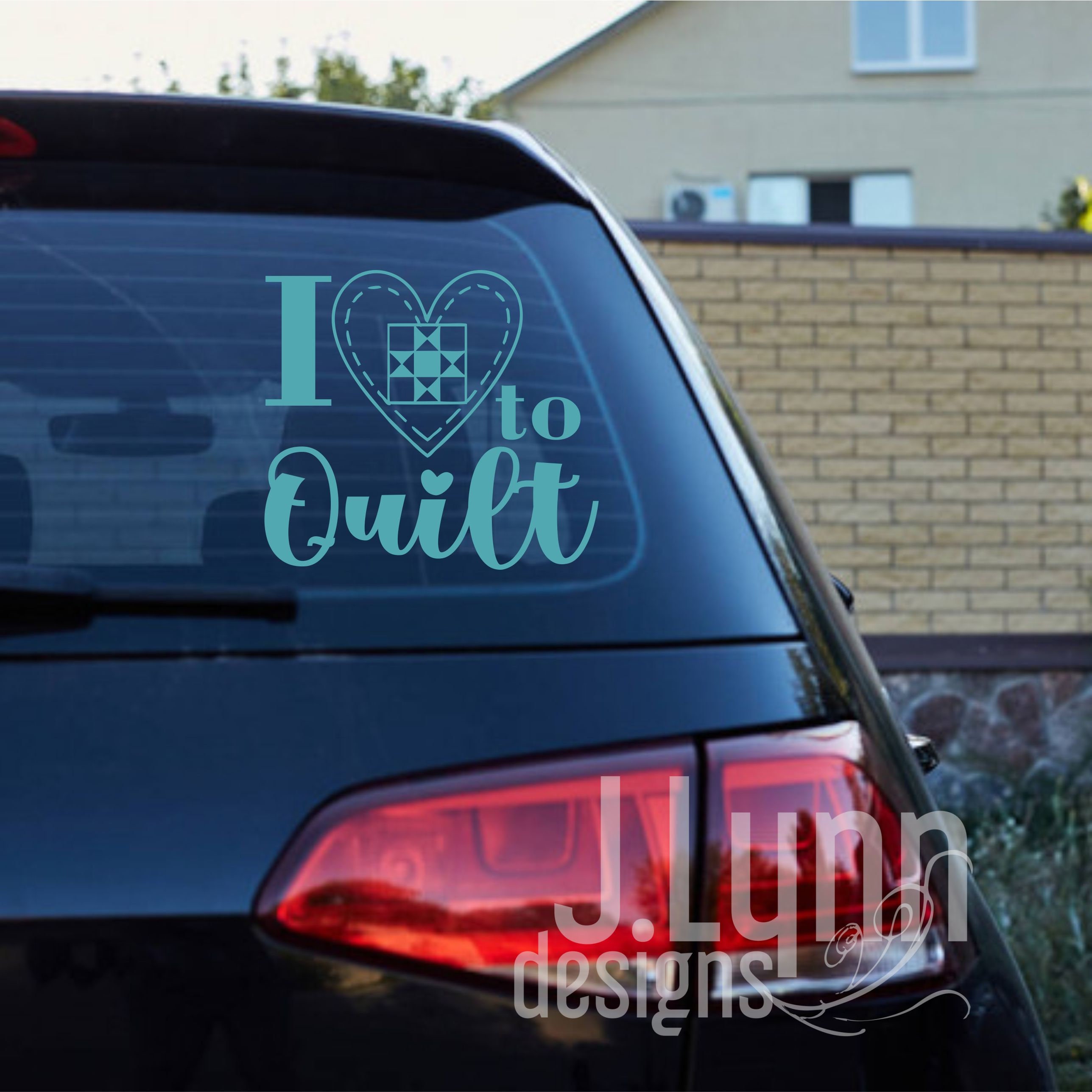 I Love to Quilt Car Decal Sewing Quilting Vinyl Sticker Patchwork ...