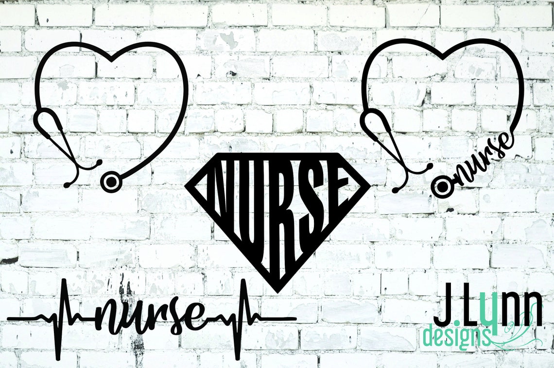 Nurse Heart Stethoscope Digital Download Svg Dxf Pdf Png Eps Heartbeat ...