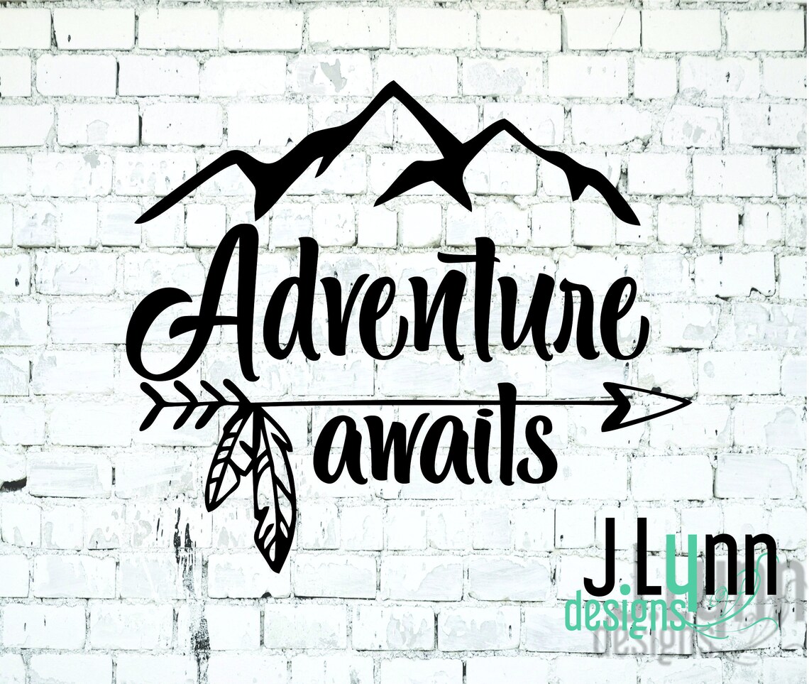 Mountain Adventure Awaits Car Decal Mountains Sticker Vinyl Graphic ...