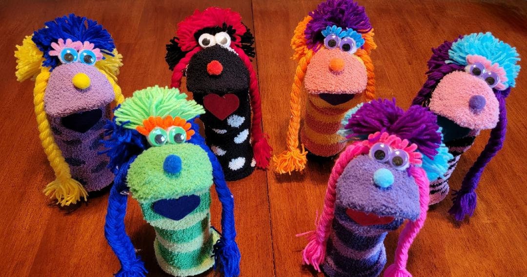Doopalpoops Sock Puppets – Fuzzy Colorful Pre-made Hand Puppets Variety ...