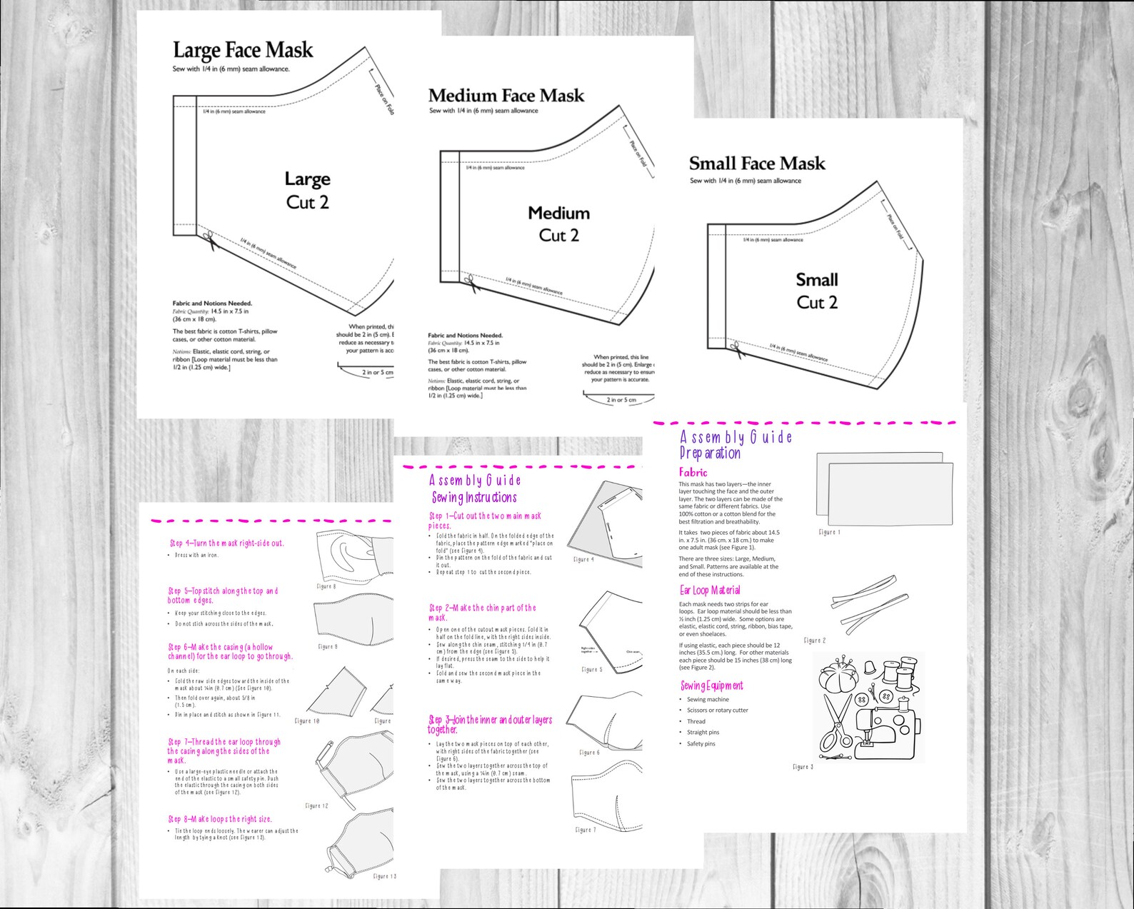 Face Mask Pattern 3 Different Sizes PDF Sewing Pattern | Etsy