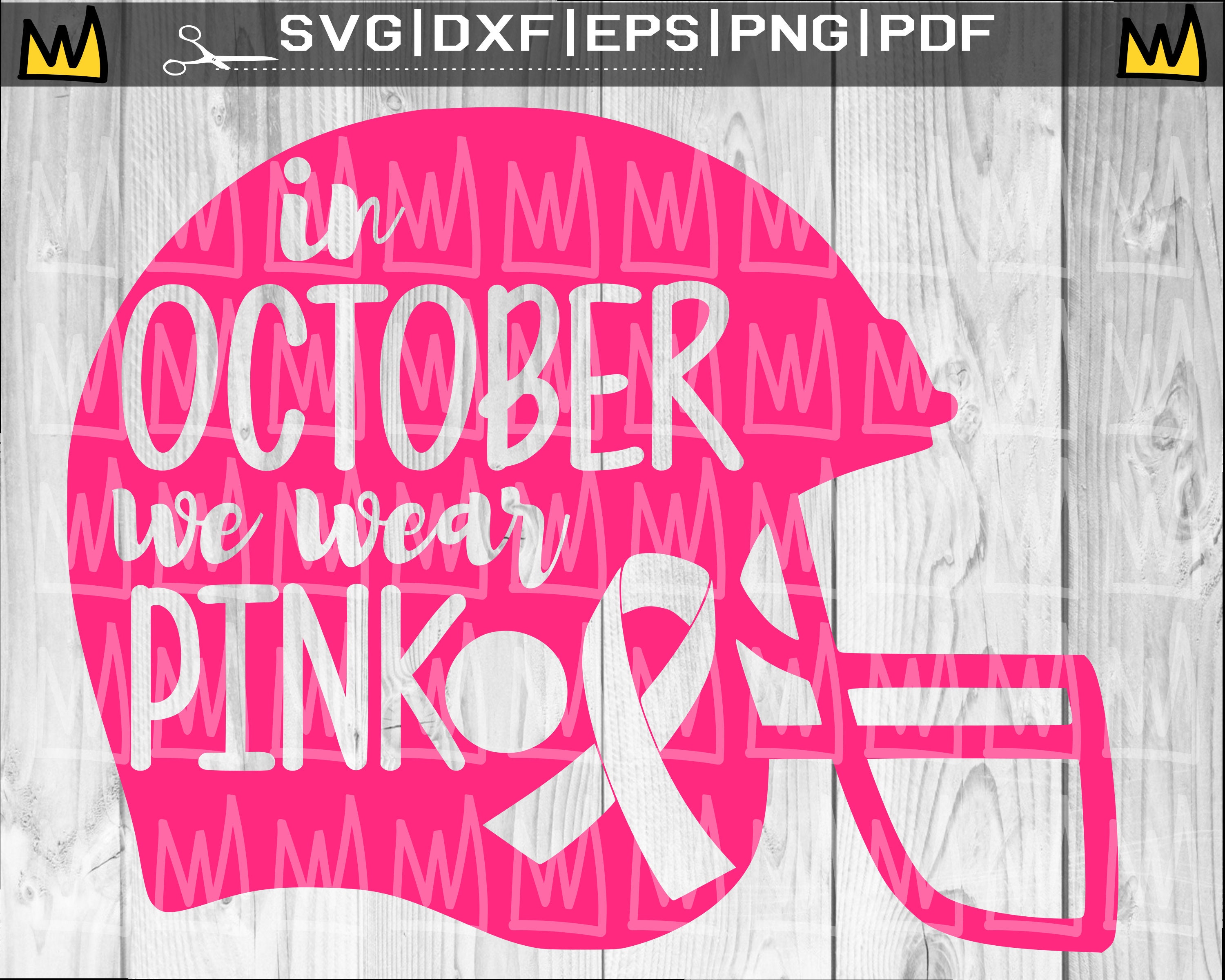 In October We Wear Pink SVG Football Svg Breast Cancer SVG - Etsy