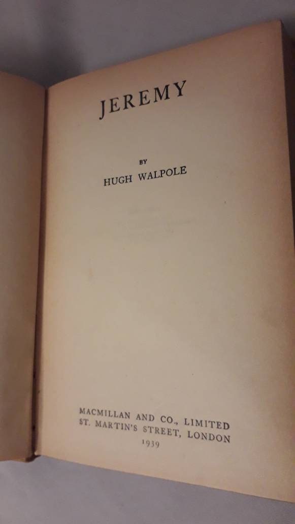 Jeremy, una novela de Hugh Walpole. Edición de 1939. - Etsy España