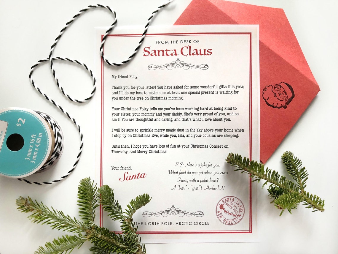 CUSTOM Letter From Santa Return Letter From Santa Customized - Etsy Canada