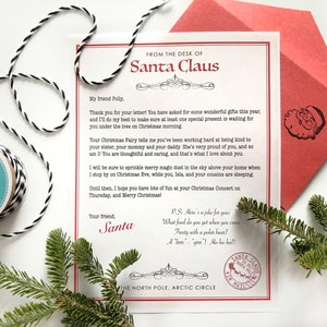 CUSTOM Letter From Santa Return Letter From Santa Customized - Etsy