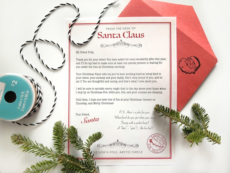 CUSTOM Letter From Santa Return Letter From Santa Customized - Etsy Canada