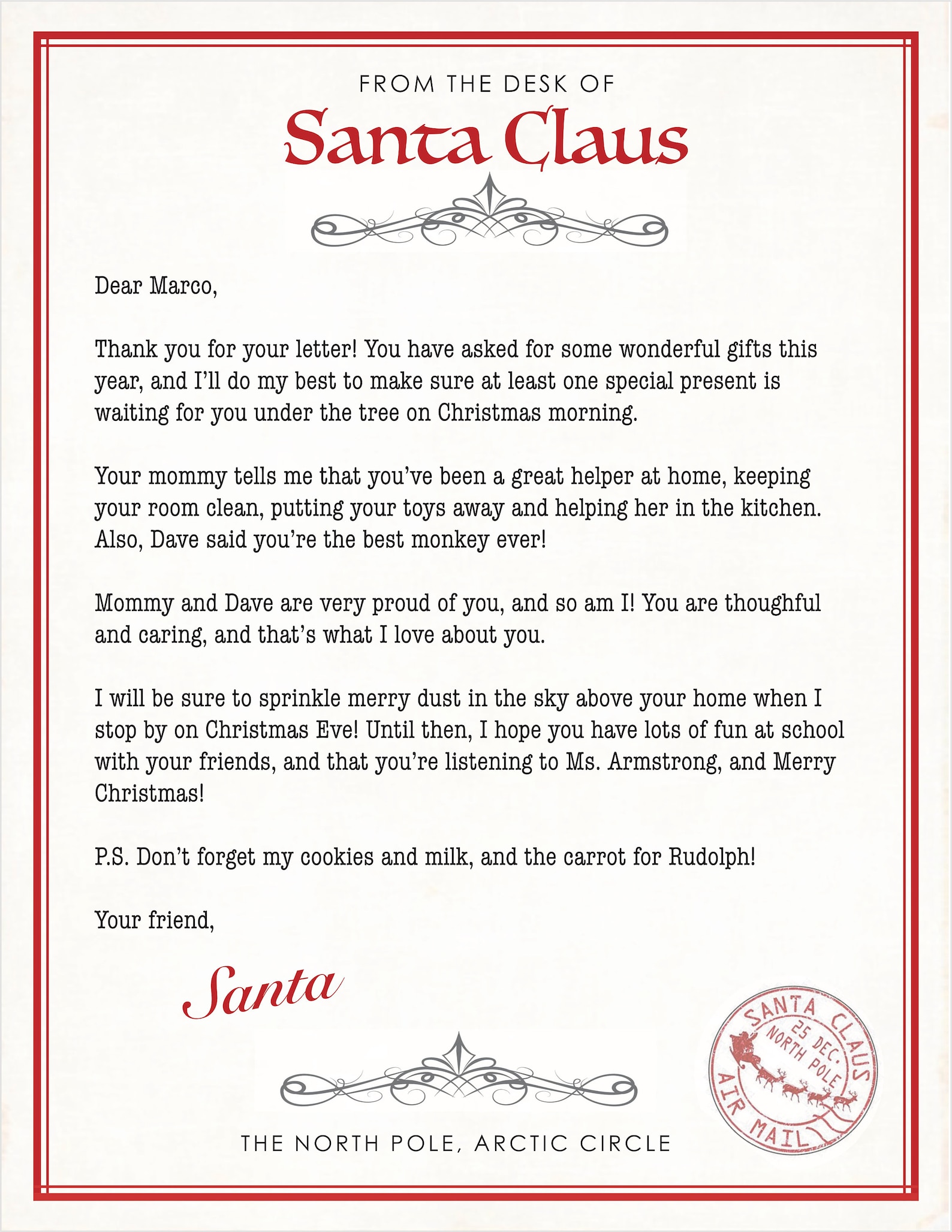 CUSTOM Letter From Santa Return Letter From Santa Customized - Etsy Canada