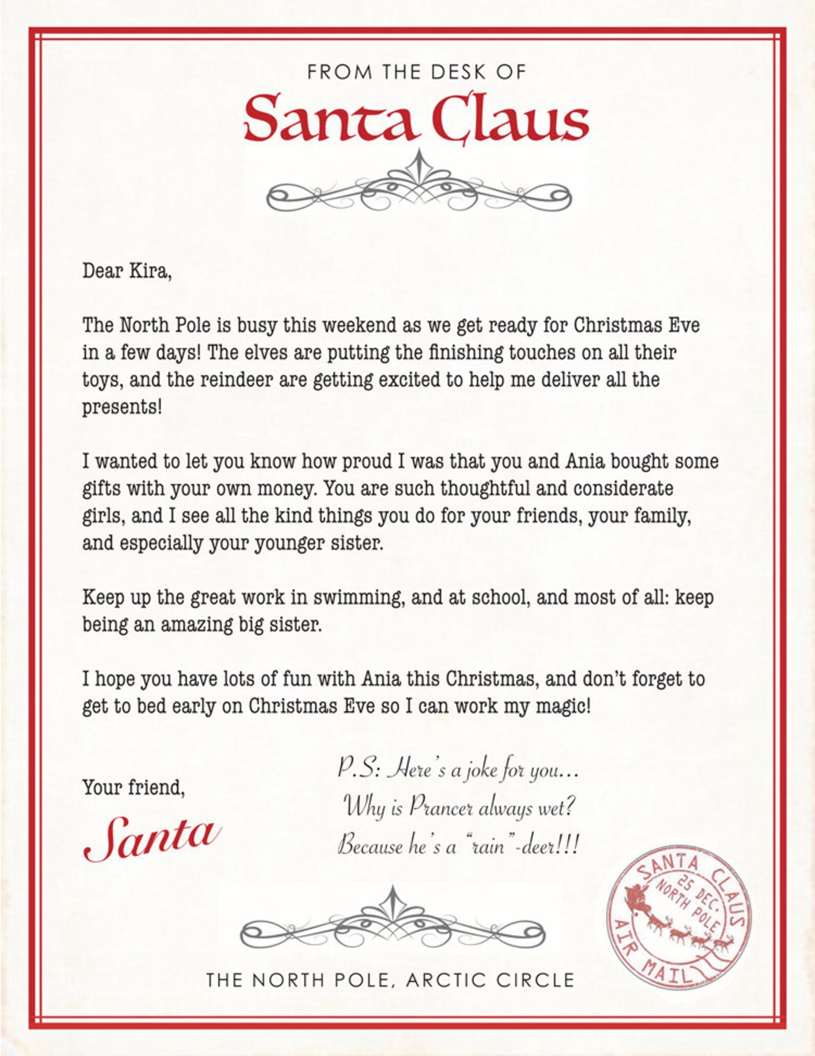 CUSTOM Letter From Santa Return Letter From Santa Customized - Etsy Canada