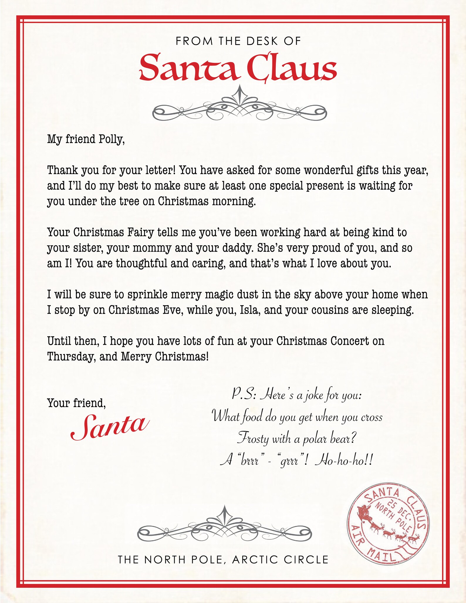 CUSTOM Letter From Santa Return Letter From Santa Customized - Etsy Canada