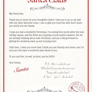 CUSTOM Letter From Santa Return Letter From Santa Customized (Instant ...