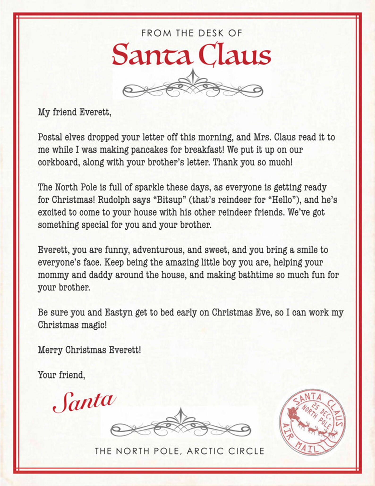 CUSTOM Letter From Santa Return Letter From Santa Customized - Etsy Canada