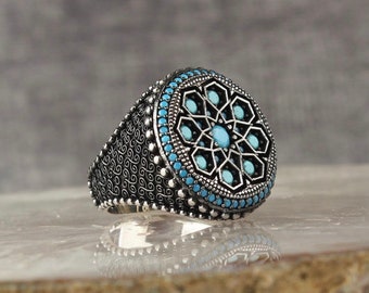 Man Ring Hand Made Pure 925 Silver Sterling Man Ring With - Etsy UK