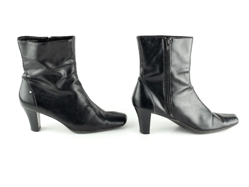 Vintage Designer Size 8 M Black SQUARE Toe / Heel 90s Y2k Platform ...