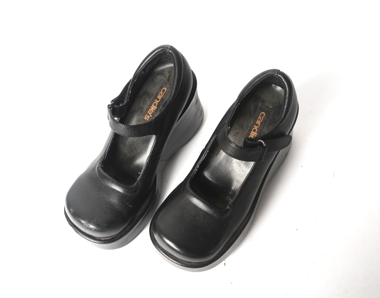 Vintage Black PLATFORM 4 Inch Heel 90s Y2k Platform ROUND Toe Black ...