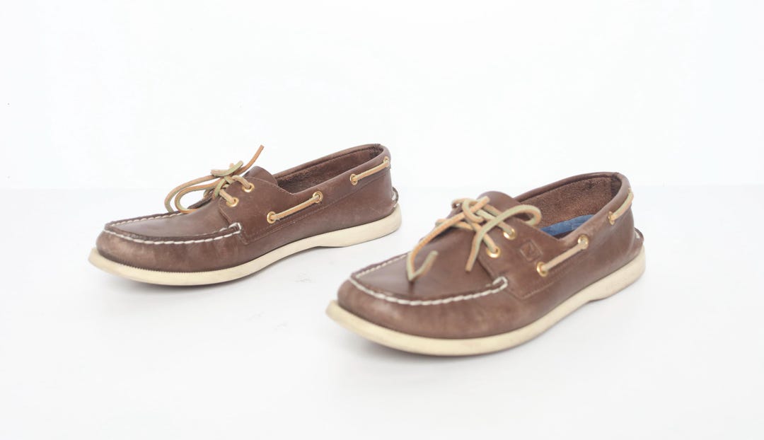 Vintage BOAT Docker SPERRY Brand Women's Topsider Brown LEATHER Oxford ...