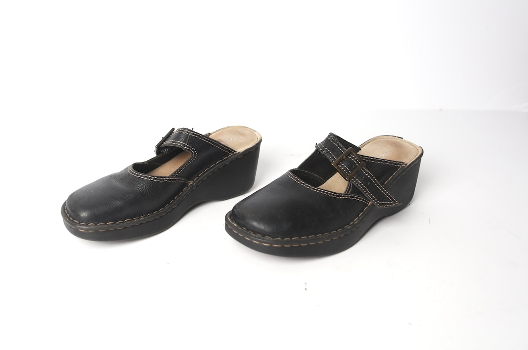 Vintage Contrast Stitch PLATFORM Chunky MARY JANE Slides Brand Shoes ...