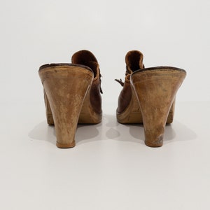Vintage 1970s 60s Leather and Wood Clogs Vintage Hippy ---womens Size 9 ...