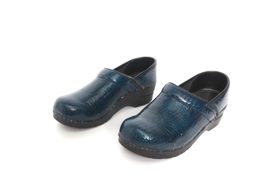Vintage BLUE Black PLATFORM 4 Inch Heel 90s Y2k Platform Danish CLOGS ...